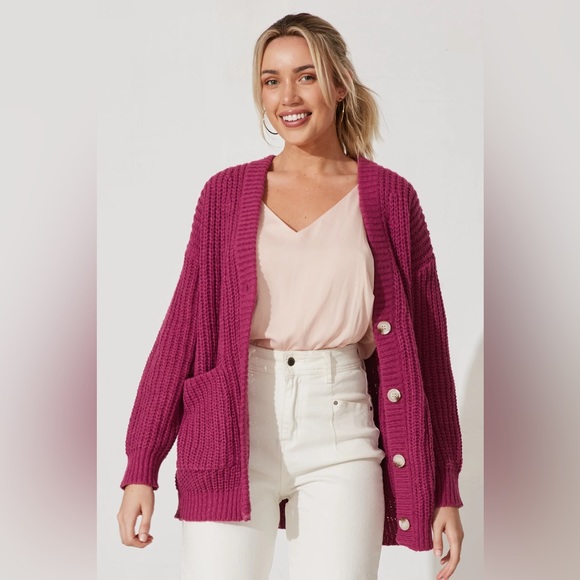 Sweaters | Fuchsia Knit Cardigan | Poshmark